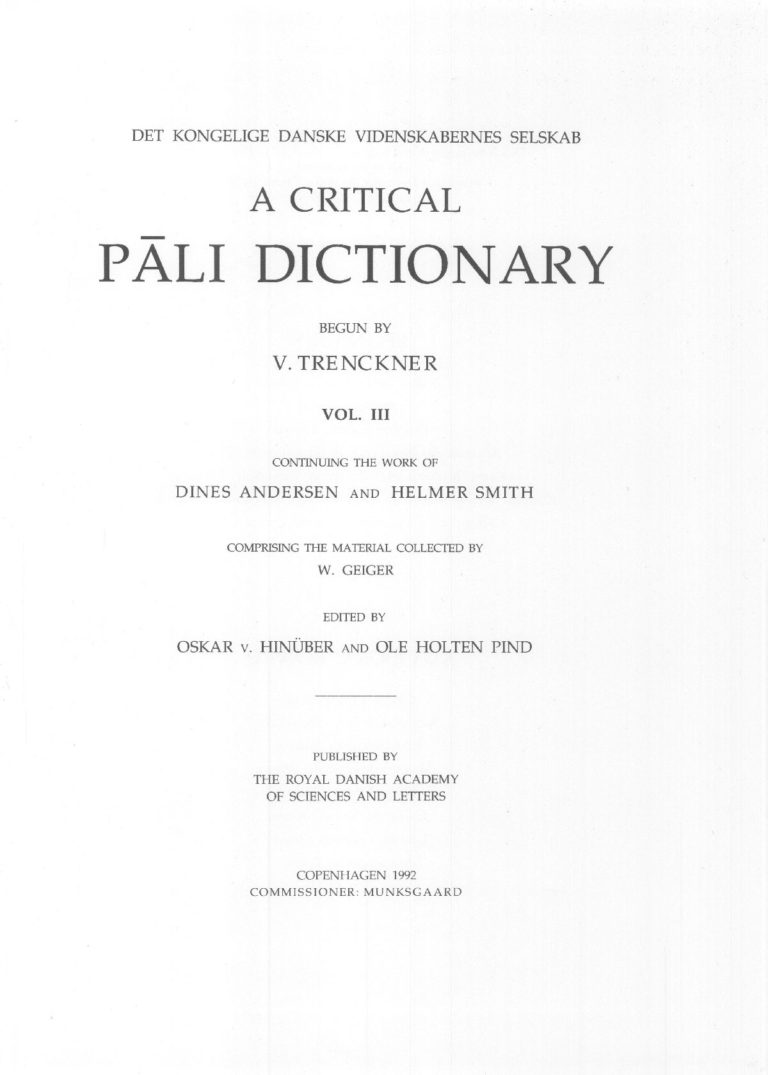 A Critical Pāli Dictionary - Pali Text Society